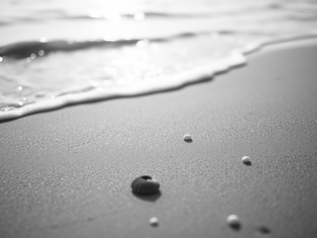 A beach in black and white – art – Essays, Art and Plays by Dan